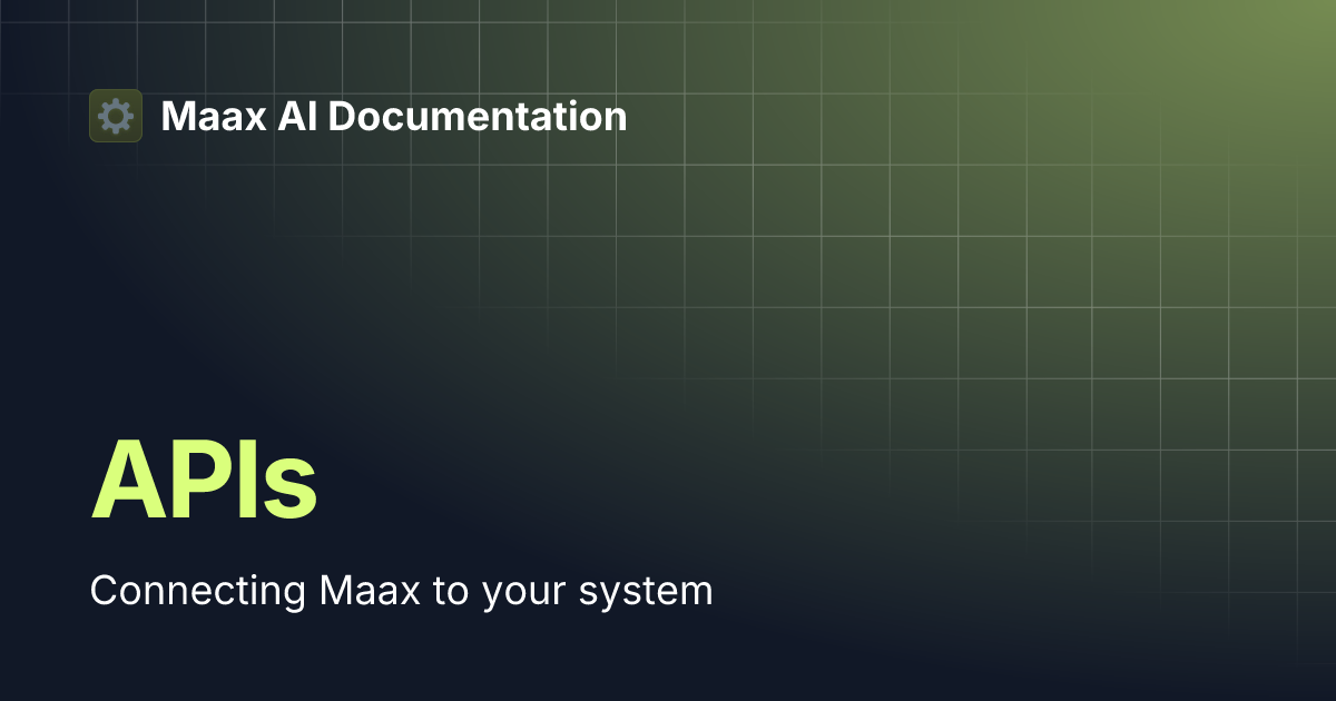 APIs | Maax AI Documentation